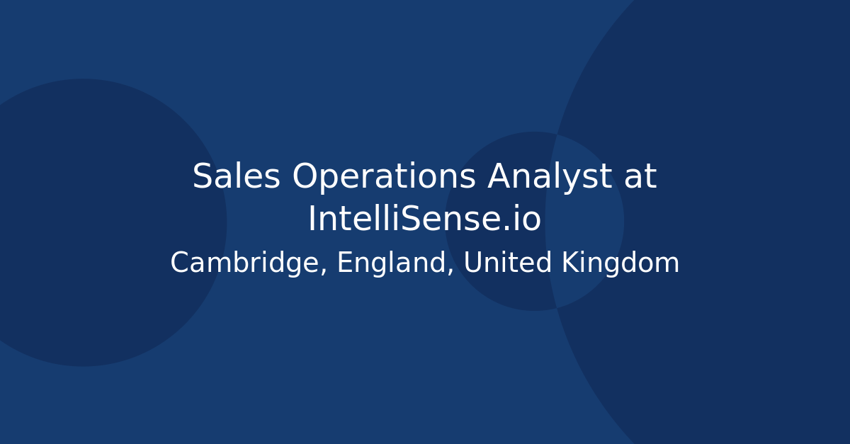 Sales Operations Analyst at IntelliSense.io - RevPath